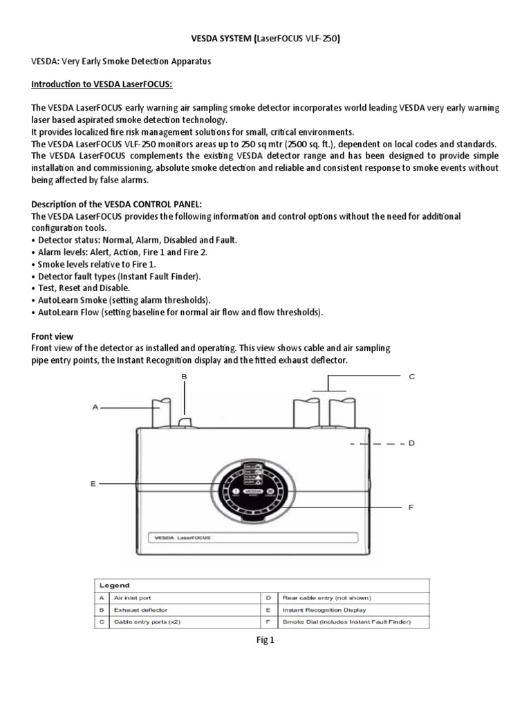 Vesda System (Laserfocus Vlf-250) | PDF | Equipment | Safety