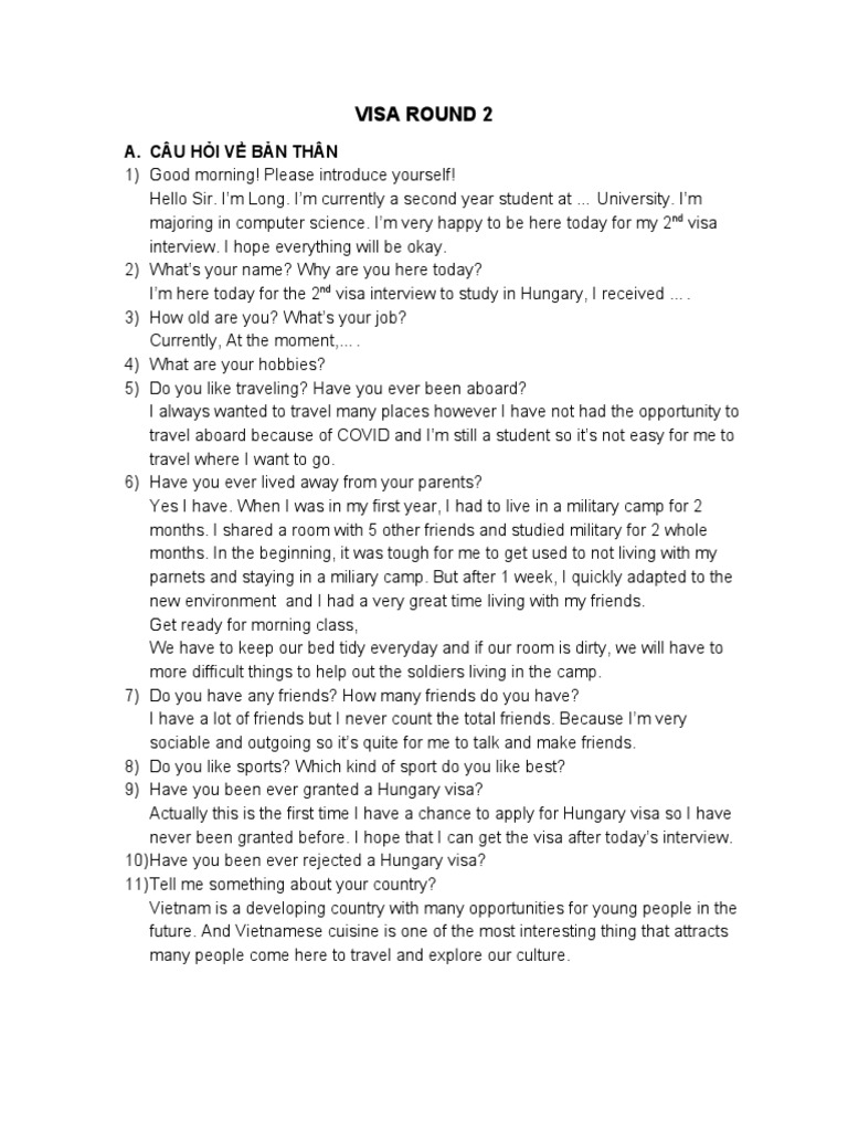 Personal Introduction for Visa Interview | PDF | University | Science