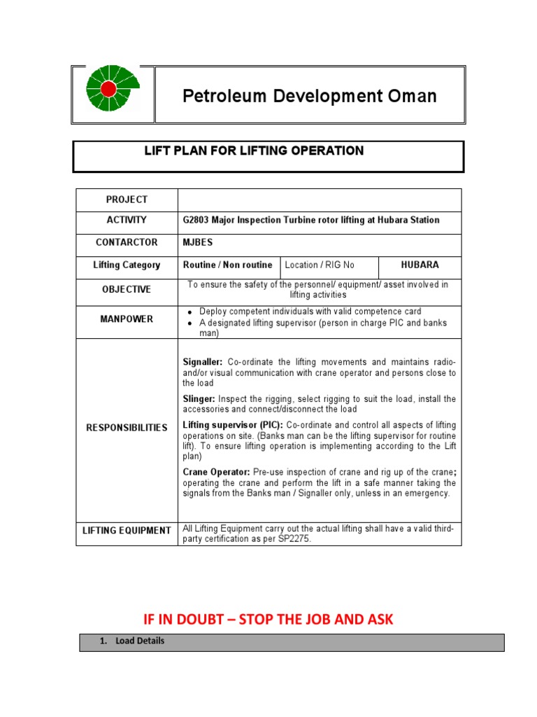 Crane Lift Plan DRAFT | PDF | Crane (Machine)