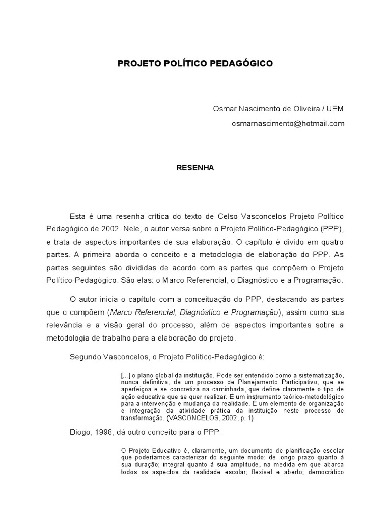 PPP Modelo Puc | PDF | Realidade | Pedagogia