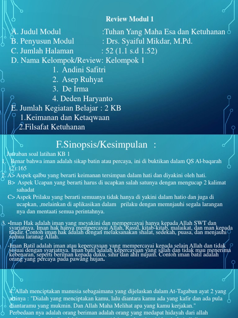Review Modul 1 - klmpk1 | PDF