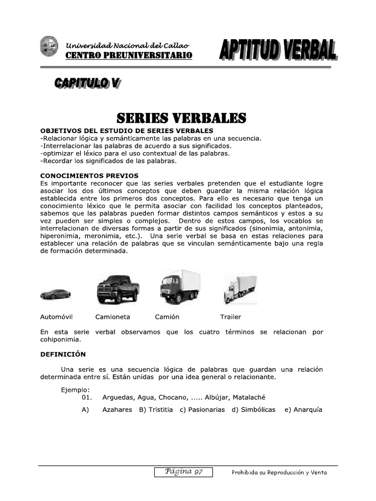 Aptitud Verbal Pre UNAC | PDF