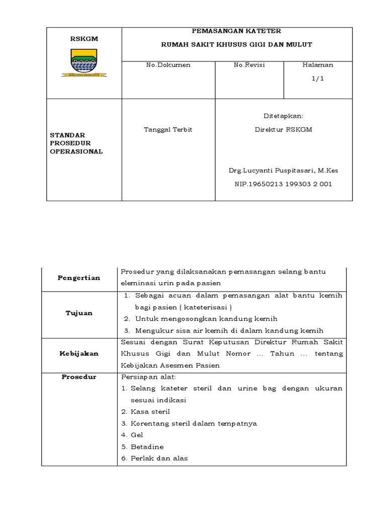 SOP Pasang Kateter | PDF