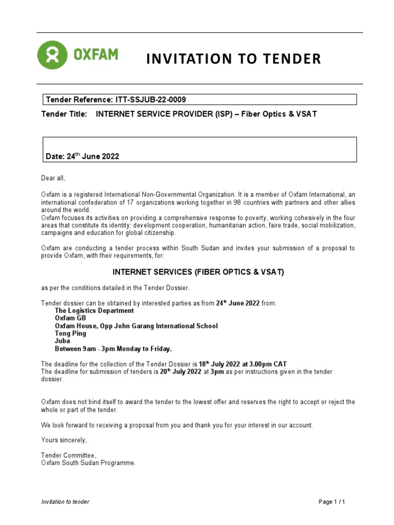 Tender Advert Internet Service | PDF