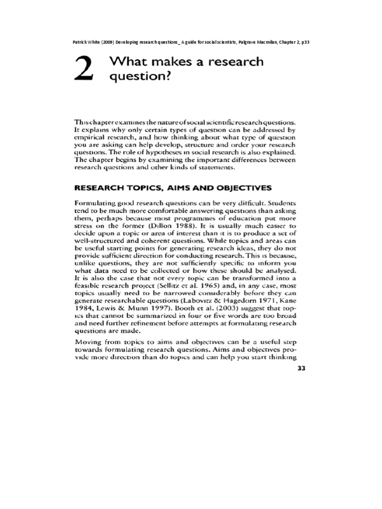 Patrick White Ch2 Research Questions | PDF