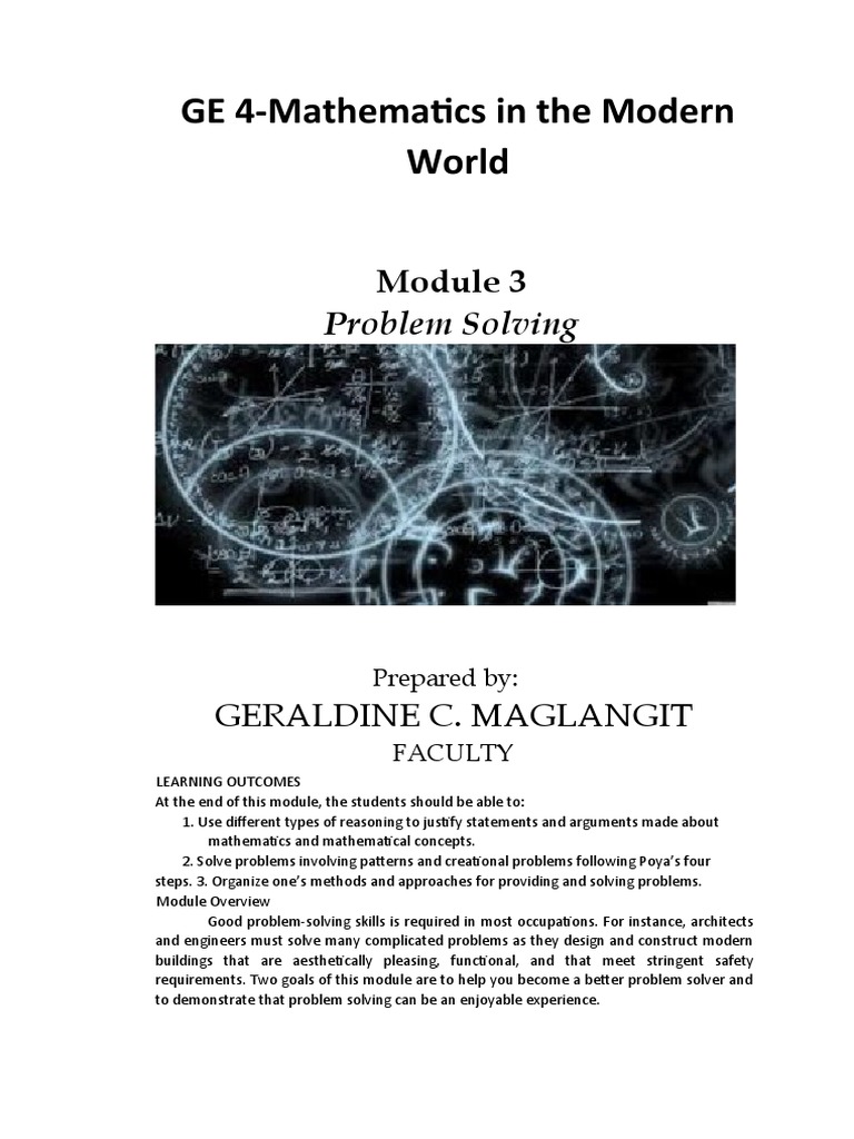 GE 4-Mathematics in The Modern World: Problem Solving | PDF | Inductive ...