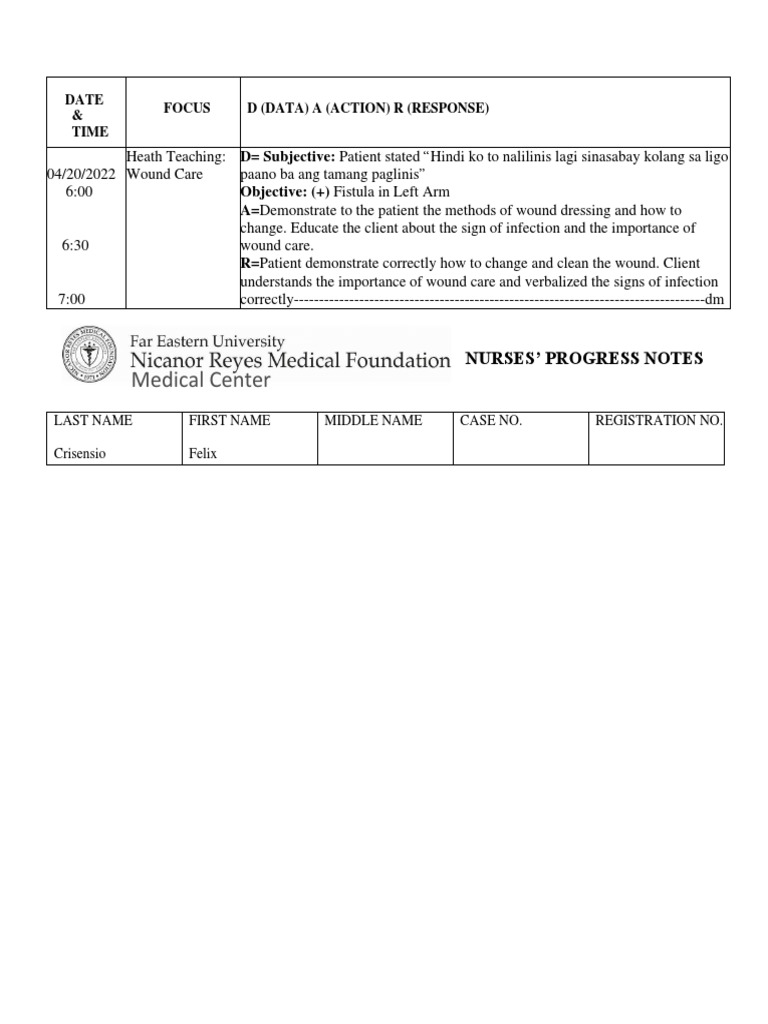 Medical Center: Nurses' Progress Notes | PDF