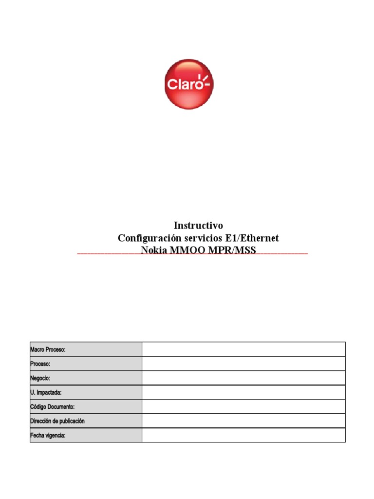 Instructivo Configuracion de Servicios E1-ETH Nokia MPR-MSS | PDF ...