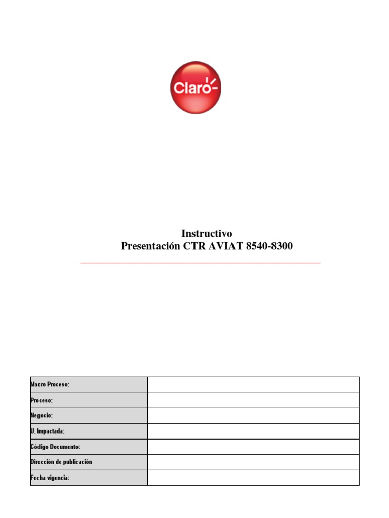 Instructivo CTR AVIAT 8540-8300 | PDF | Informática | Ciencias de la ...