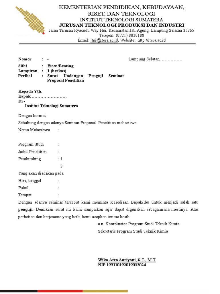 Pengajuan Surat Undangan Sempro-Semhas-Tugas Akhir | PDF