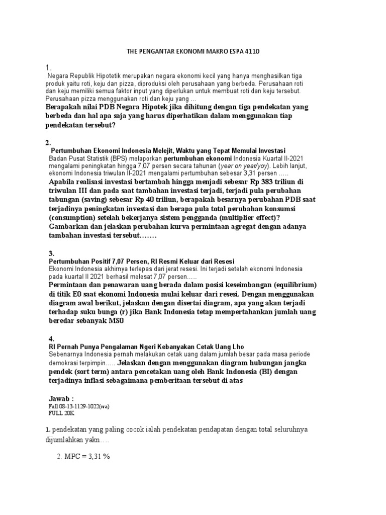 The - Pengantar Ekonomi Makro Espa 4110 | PDF