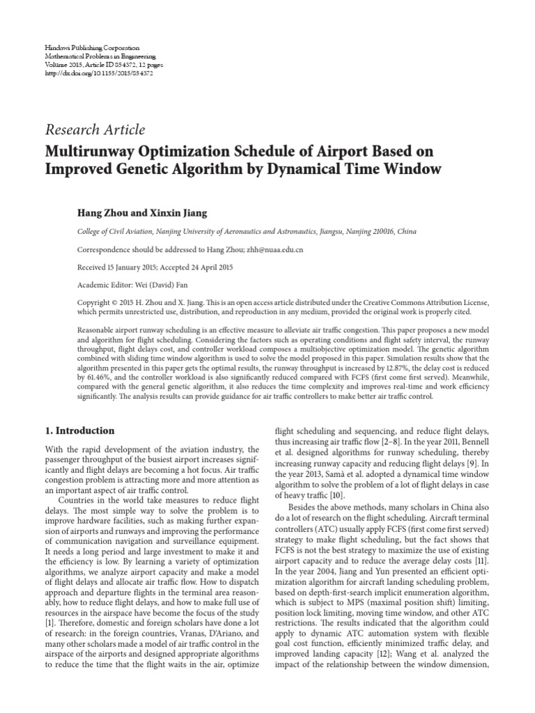 Multirunway Optimization Schedule of Airport Based On Improved Genetic Algorithm by Dynamical ...