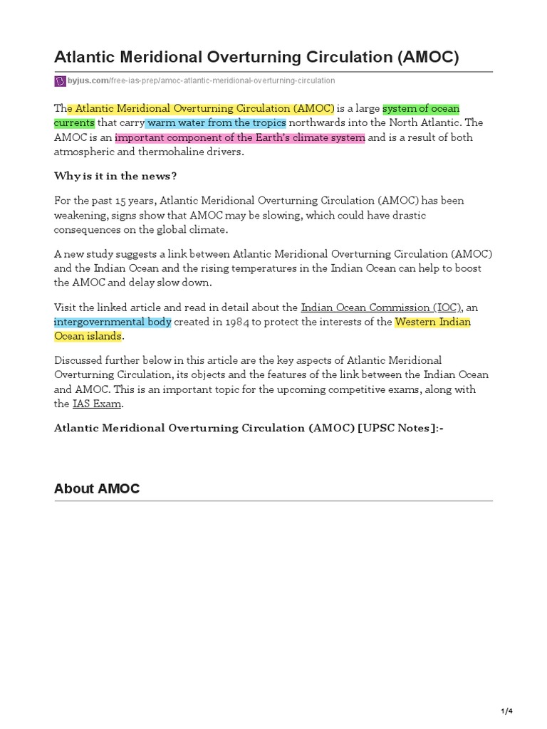 Atlantic Meridional Overturning Circulation AMOC | PDF | Oceans | Nature