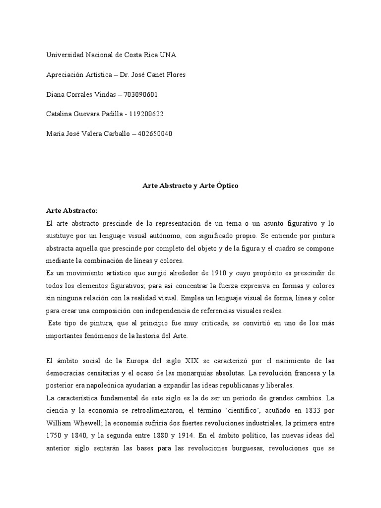 Arte Abstracto y Óptico: Definición y Características | PDF | Arte ...