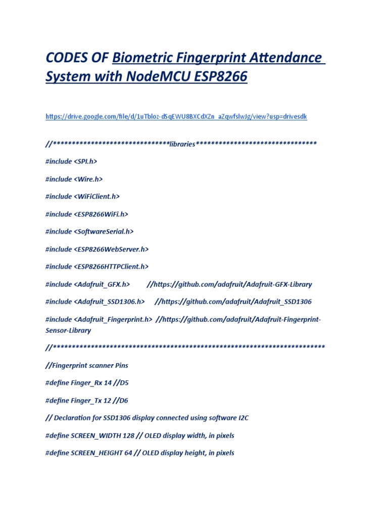 CODES OF Biometric Fingerprint Attendance System With NodeMCU ESP8266 ...