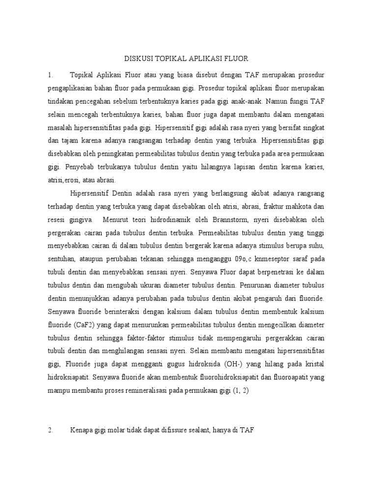 Manfaat Topikal Aplikasi Fluor | PDF | Kesehatan Holistik | Sains ...