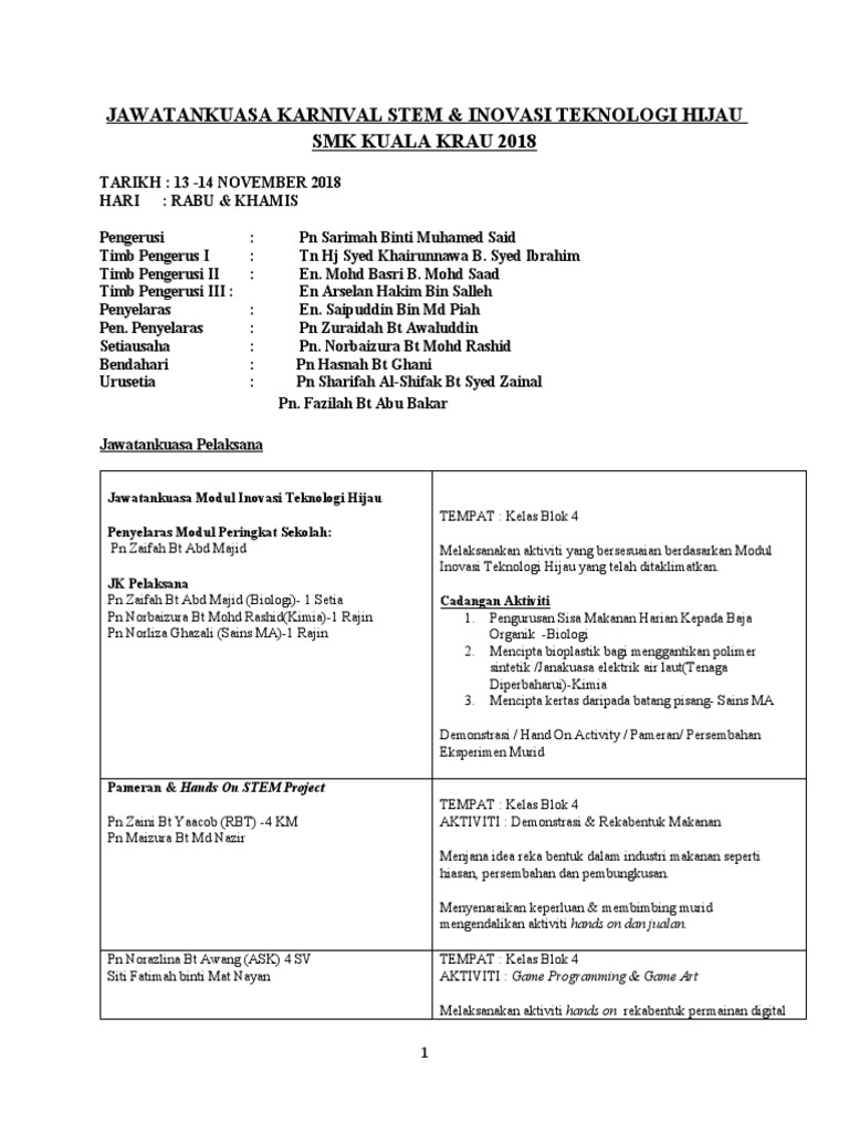 Jawatankuasa Karnival STEM | PDF