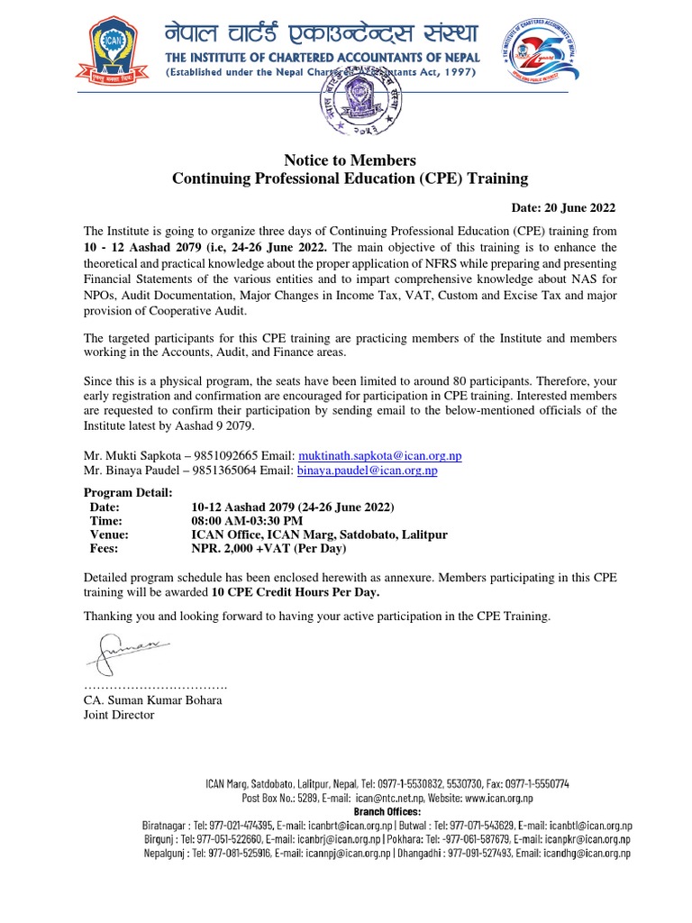 CPE Training on NFRS and Tax Updates | PDF | Financial Statement ...