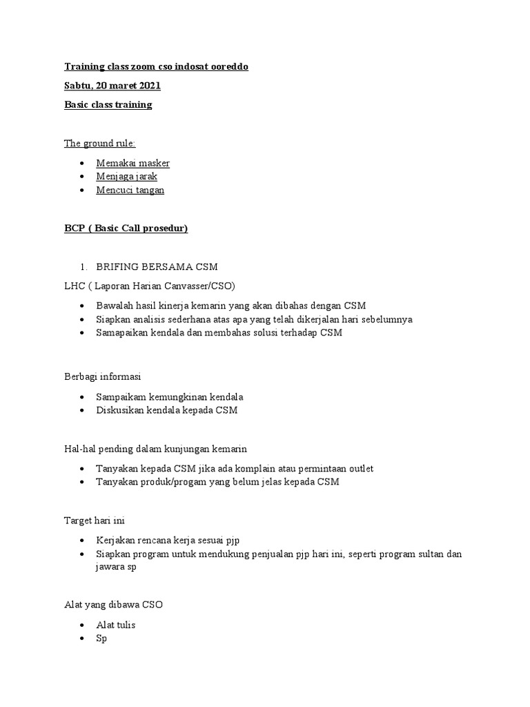 Basic Class Training Cso Pdf