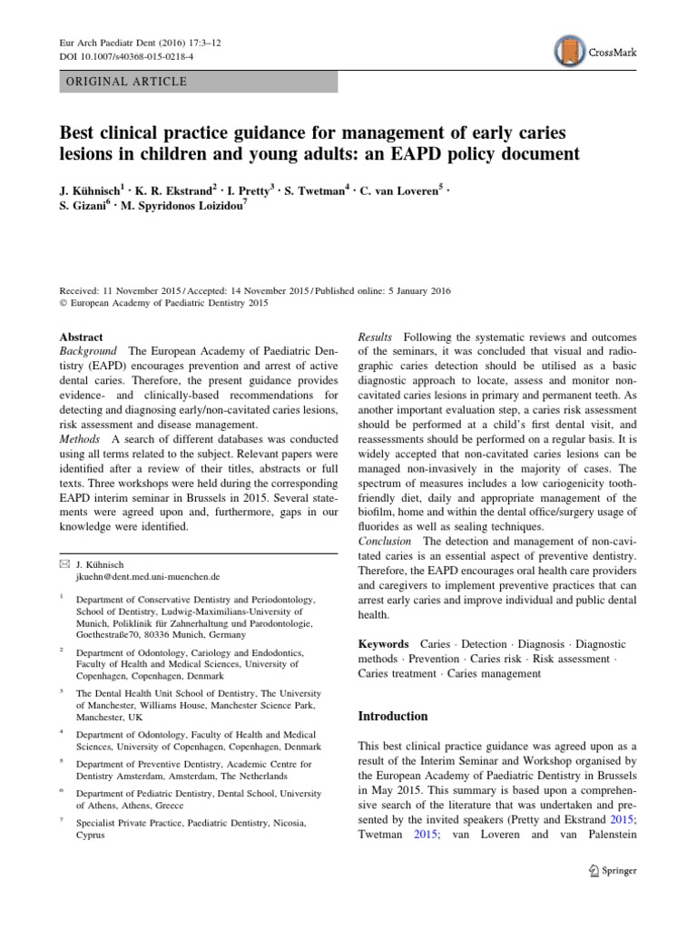 Jurnal 5, EAPD - ECC - Management - 2016,, Best Clinical Practice Guidance For Management of ...