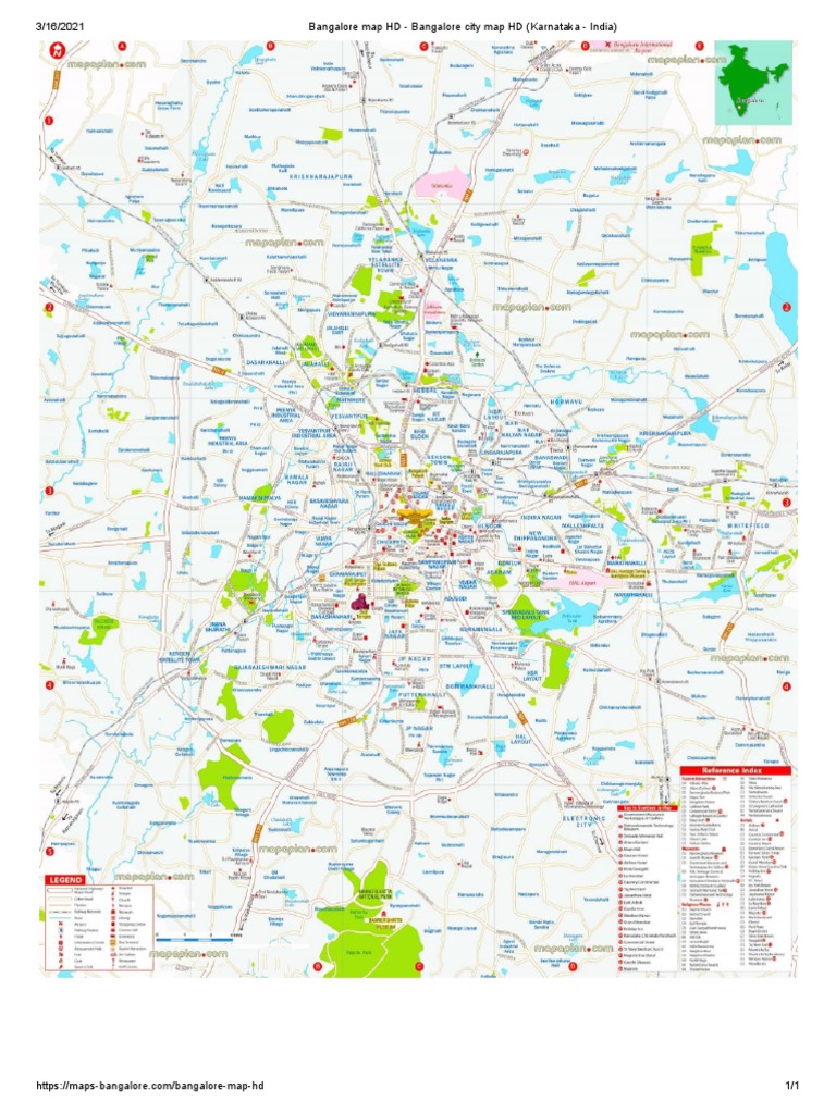 Bangalore Map HD - Bangalore City Map HD (Karnataka - India) | PDF