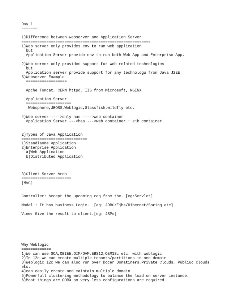 Weblogic Server Class Notes | PDF | Application Server | Web Application