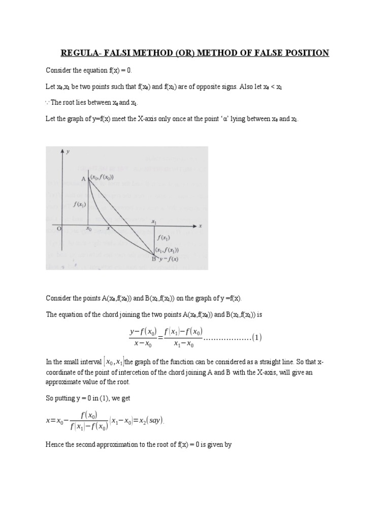 REGULA - FALSI METHOD Notes | PDF | Numerical Analysis | Computational ...