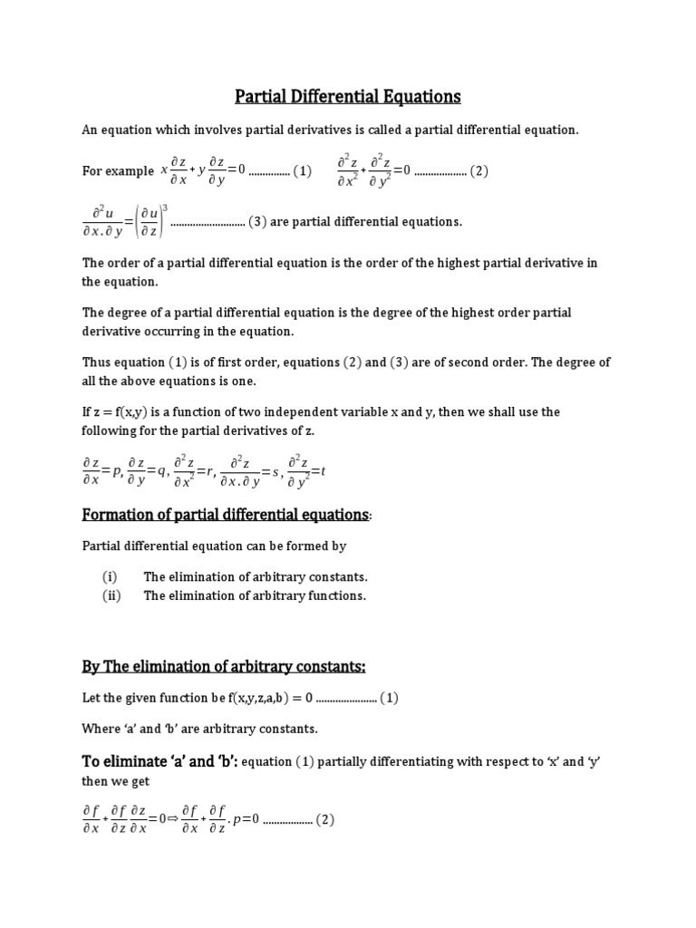 Partial Differential Equations | PDF | Equations | Derivative
