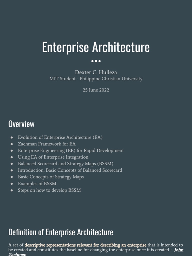 Enterprise Architecture: Dexter C. Hulleza | PDF | Enterprise ...