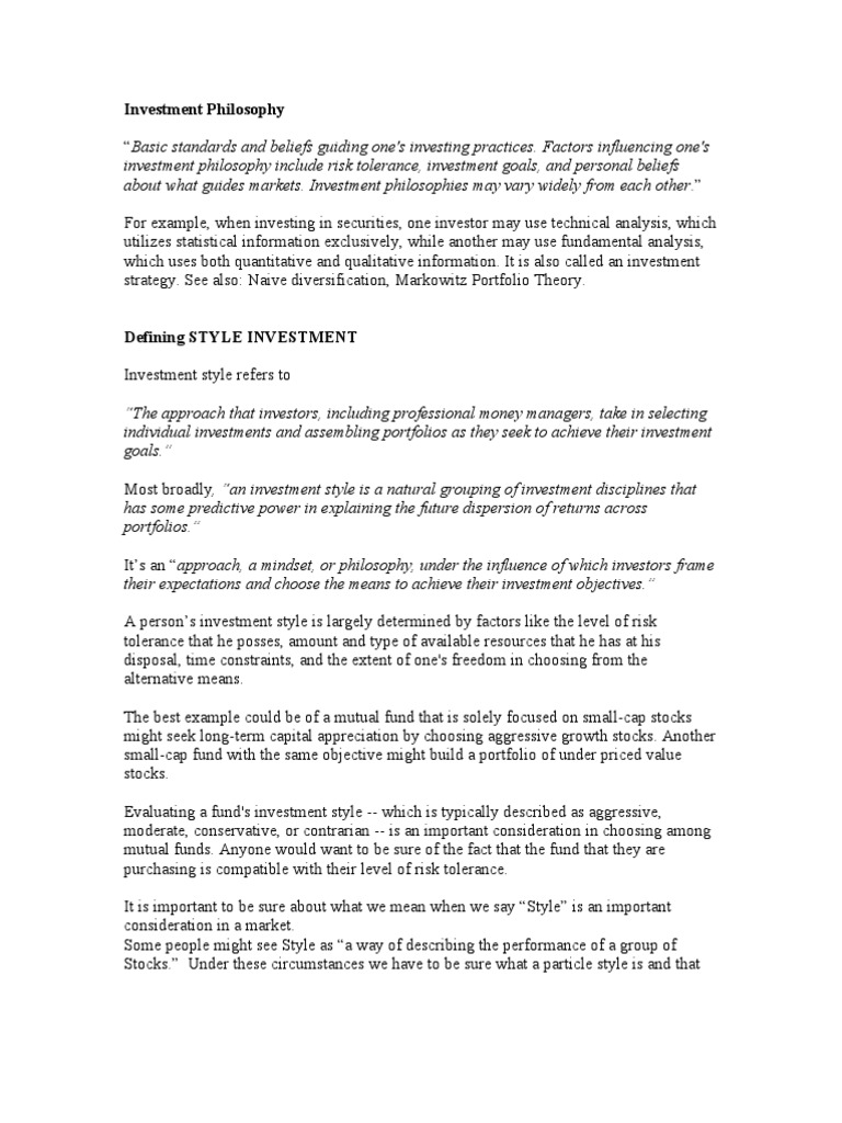 Techniques For Identifying Investment Styles | PDF | Investor | Investing