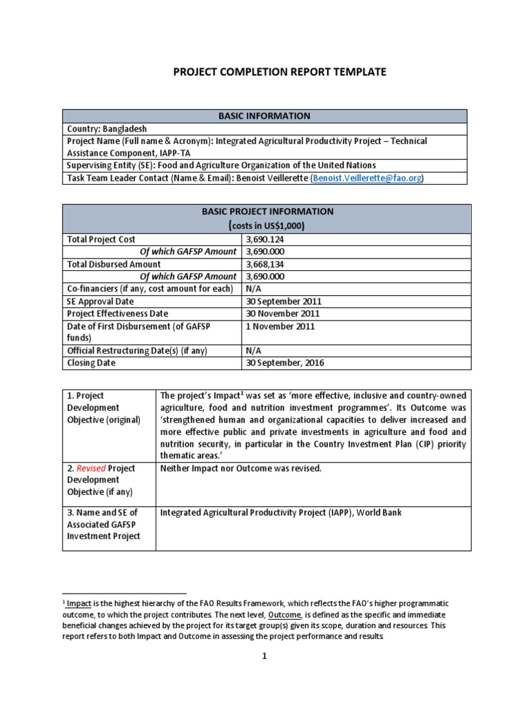 Fish Production Project Reporting Template | PDF | Food And Agriculture ...