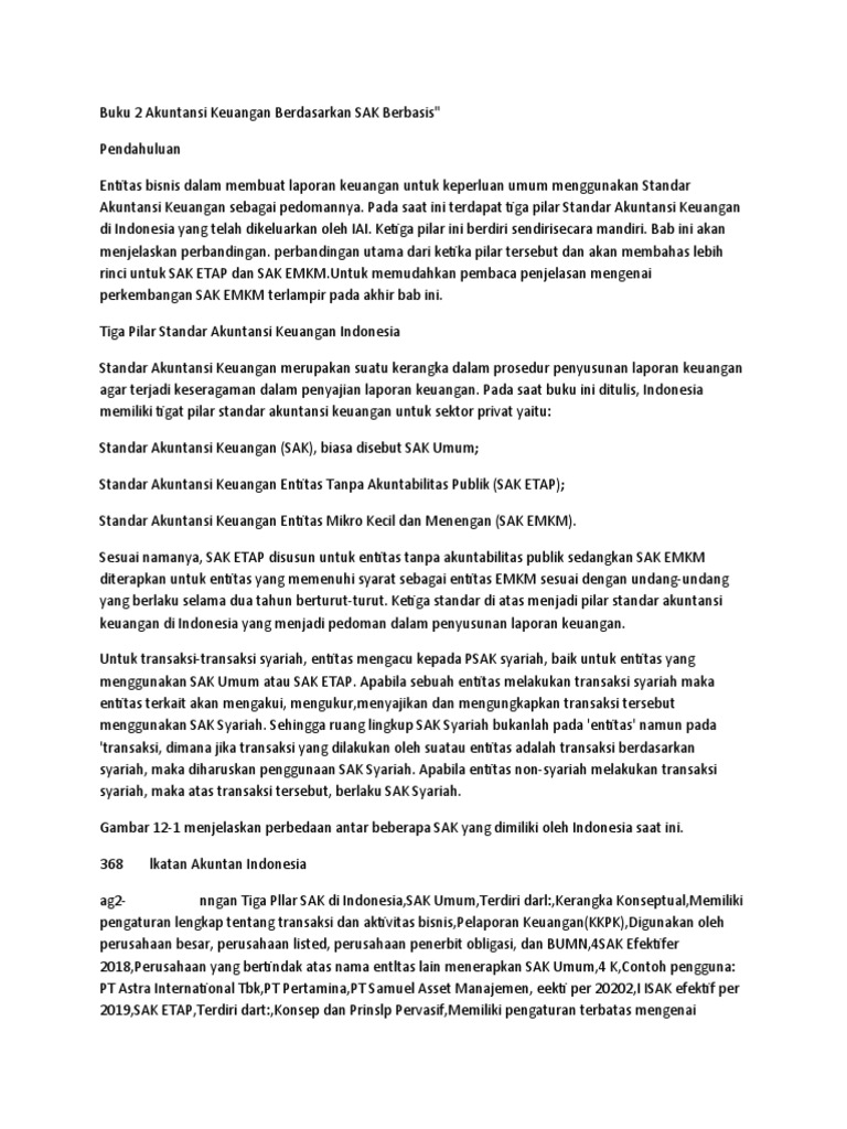 Tiga Pilar SAK Akuntansi Indonesia | PDF