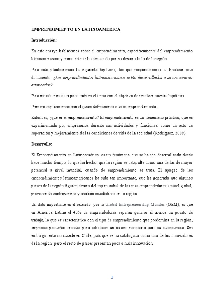 Emprendimiento en Latinoamerica | PDF | Iniciativa empresarial ...