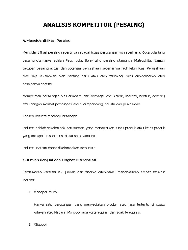 Analisis Kompetitor | PDF