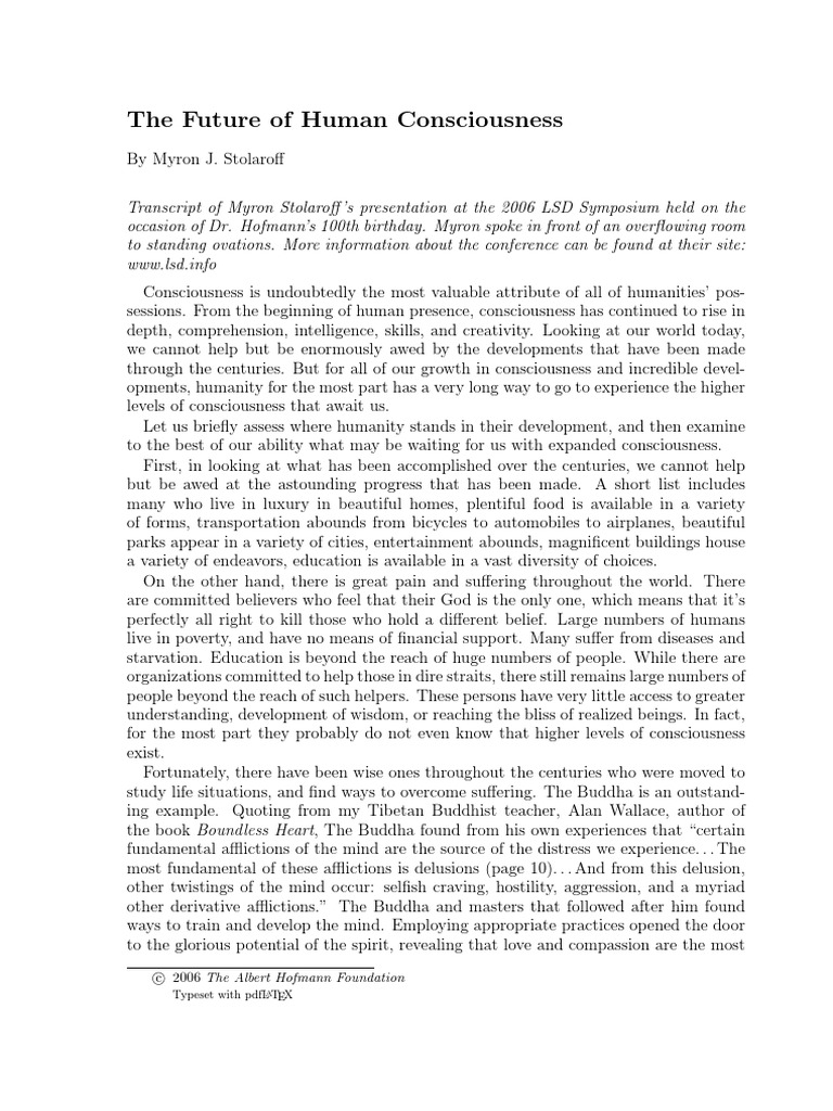 The Future of Human Consiousness Stolaroff - Myron | PDF | Shadow ...