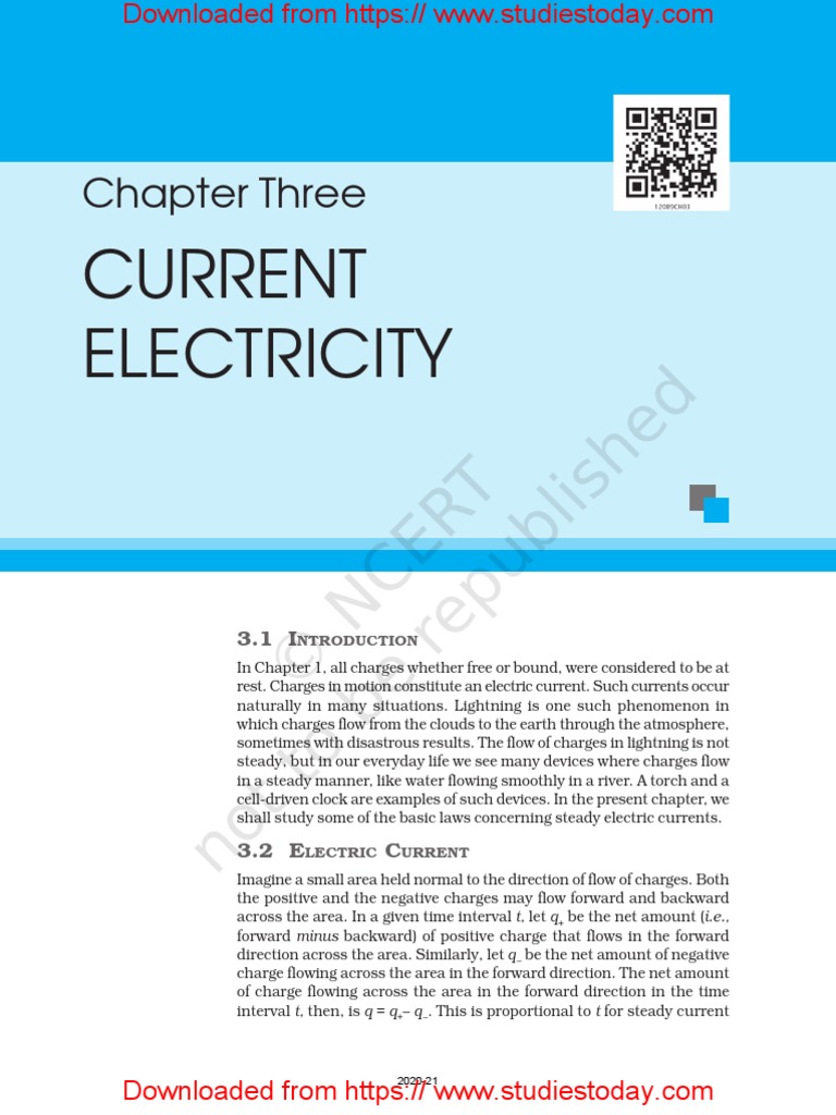 NCERT Class 12 Physics Current Electricity | PDF | Electrical ...