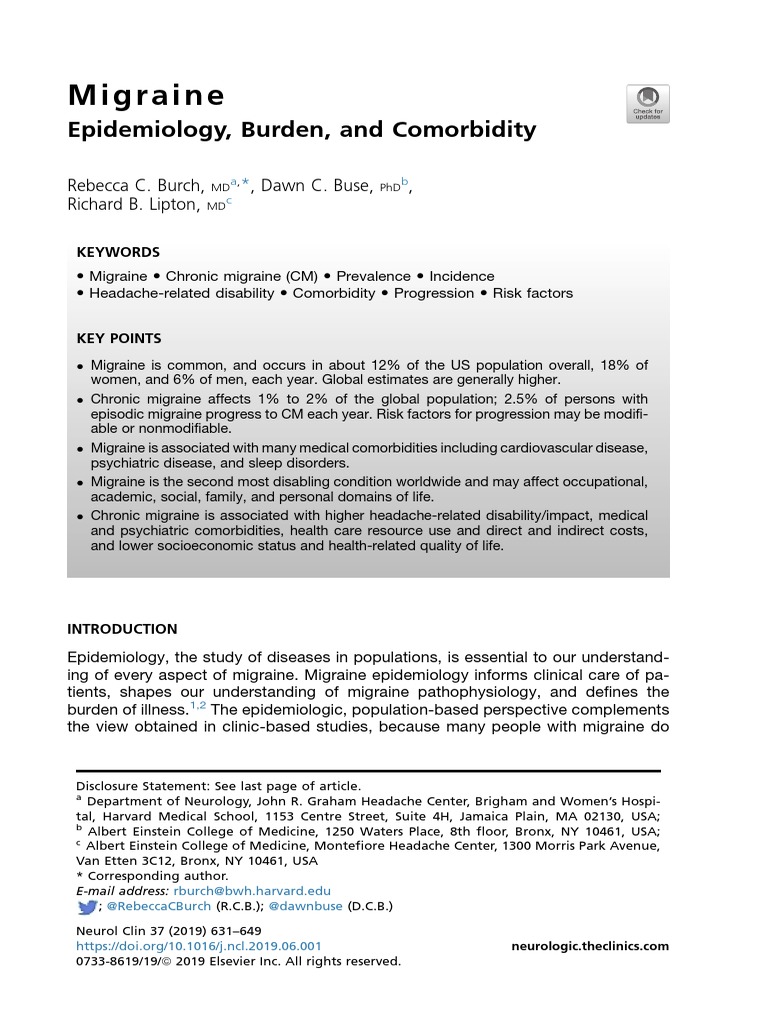 Migraine: Epidemiology, Burden, and Comorbidity | PDF | Migraine ...
