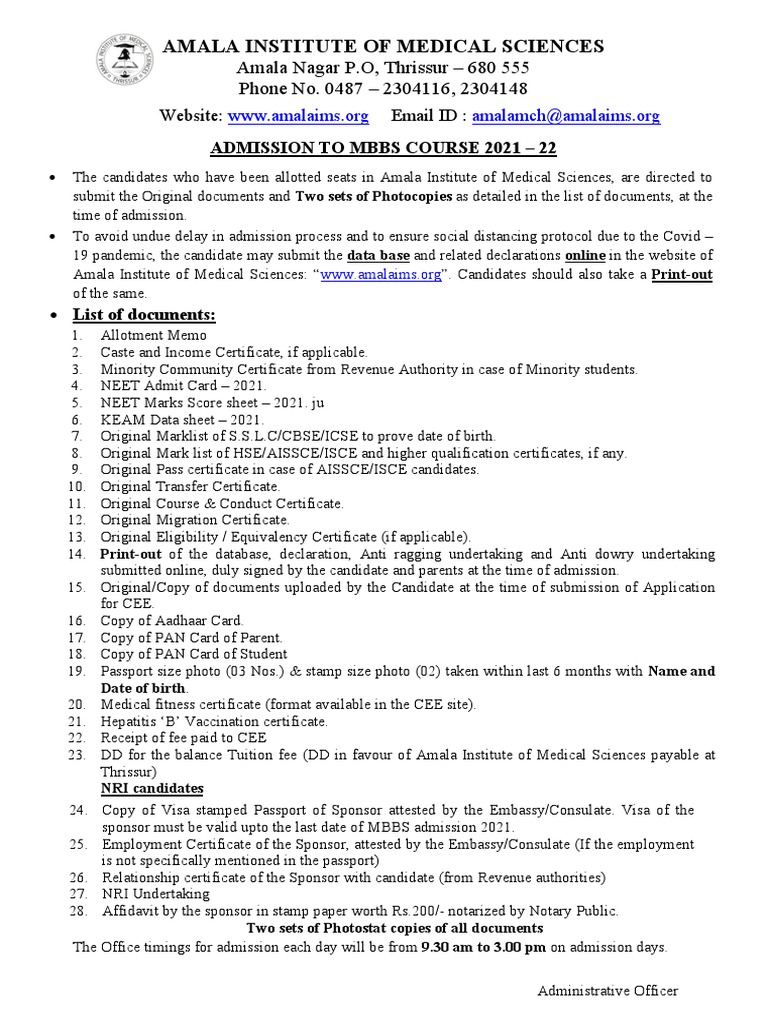 Instructions of MBBS Admission | PDF