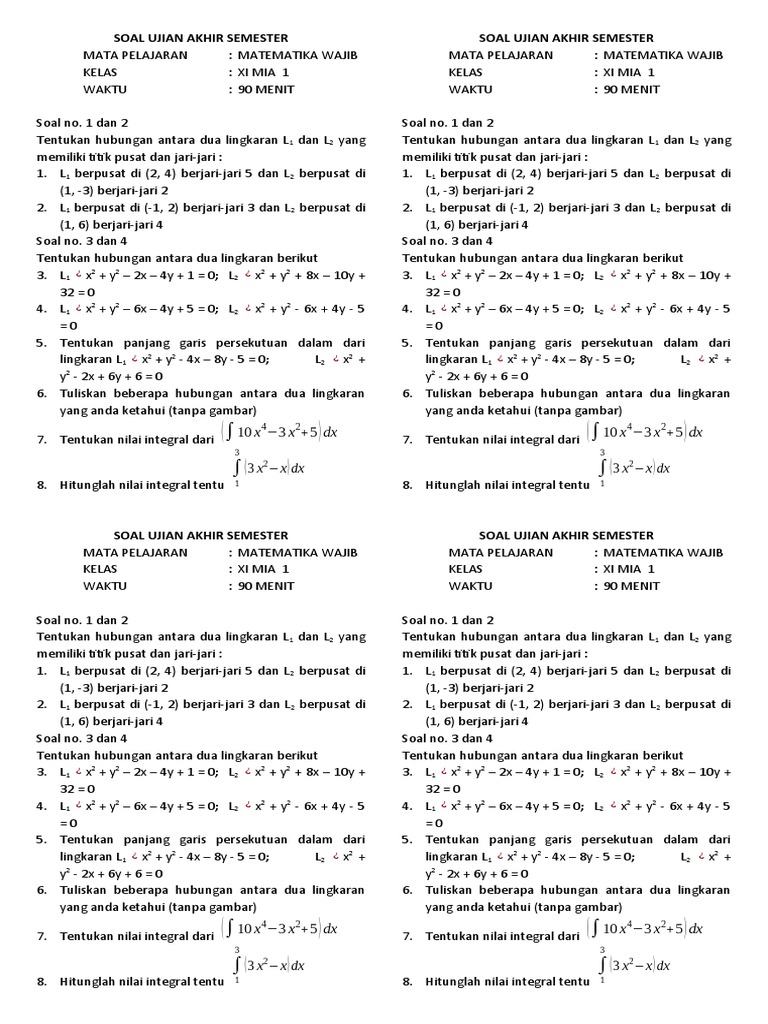 Soal Ujian Akhir Semester Xi Mia | PDF | Metode & Bahan Ajar | Sains & Matematika