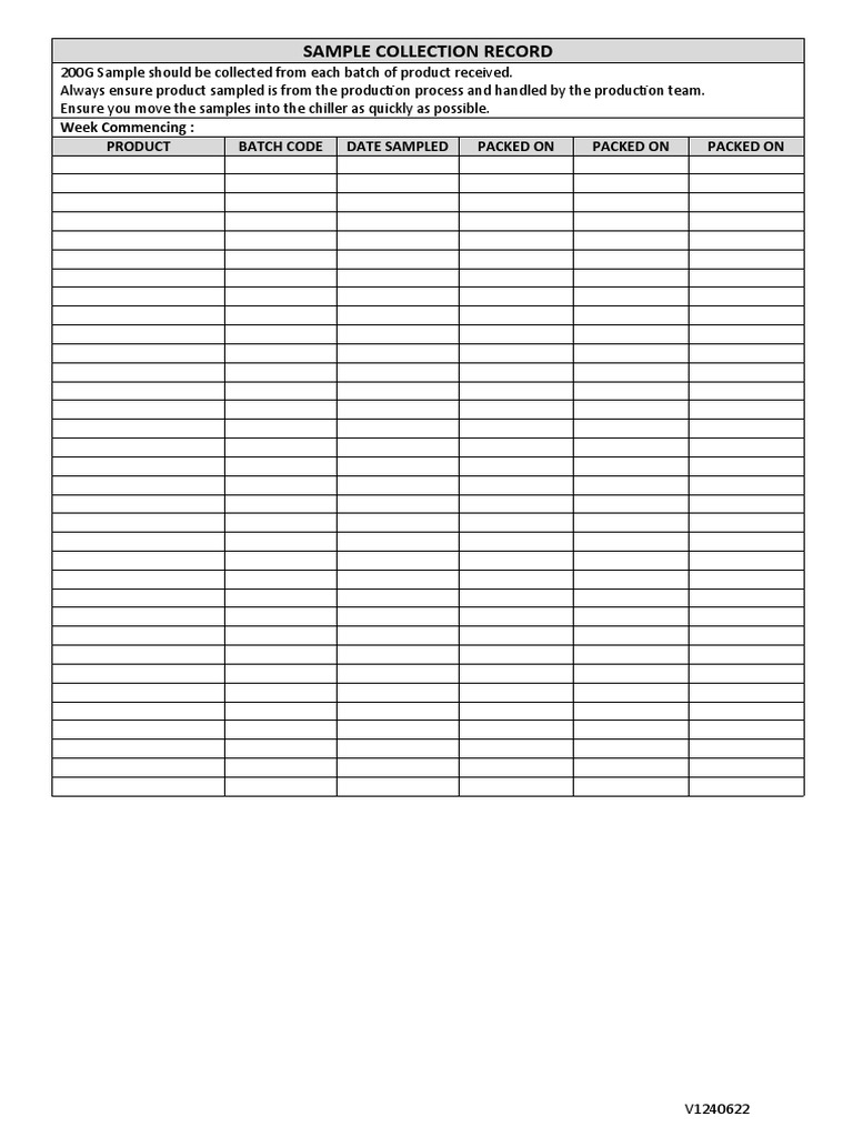 Sample Collection Record Template | PDF