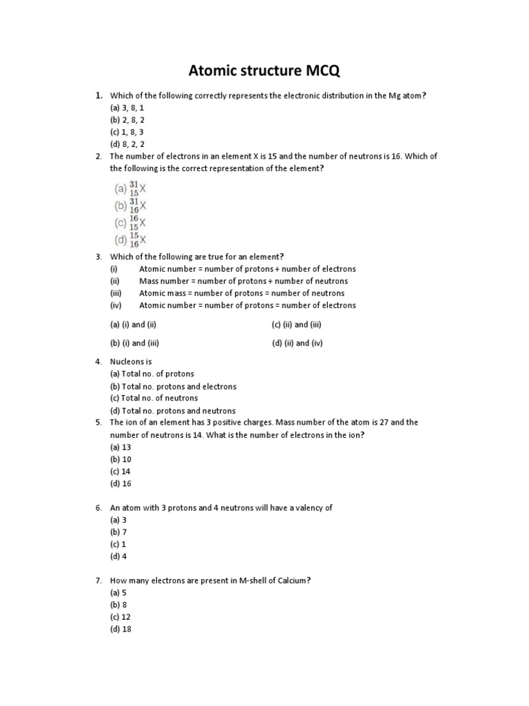 Atomic STR and Periodic Table MCQs | PDF | Periodic Table | Chemical Elements