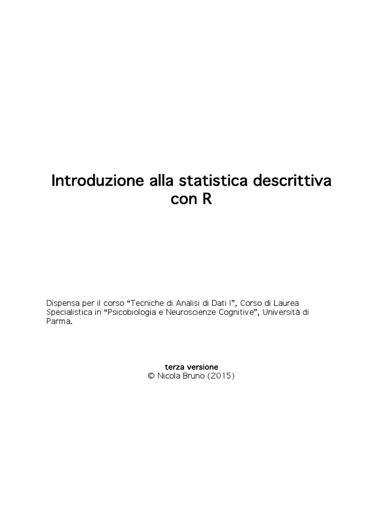 Statistica Descrittiva in R | PDF