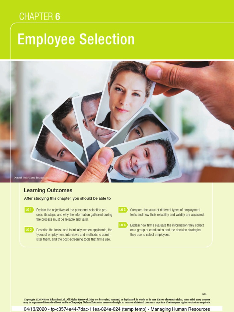 Chapter 6 - Employee Selection | PDF | Résumé | Validity (Statistics)
