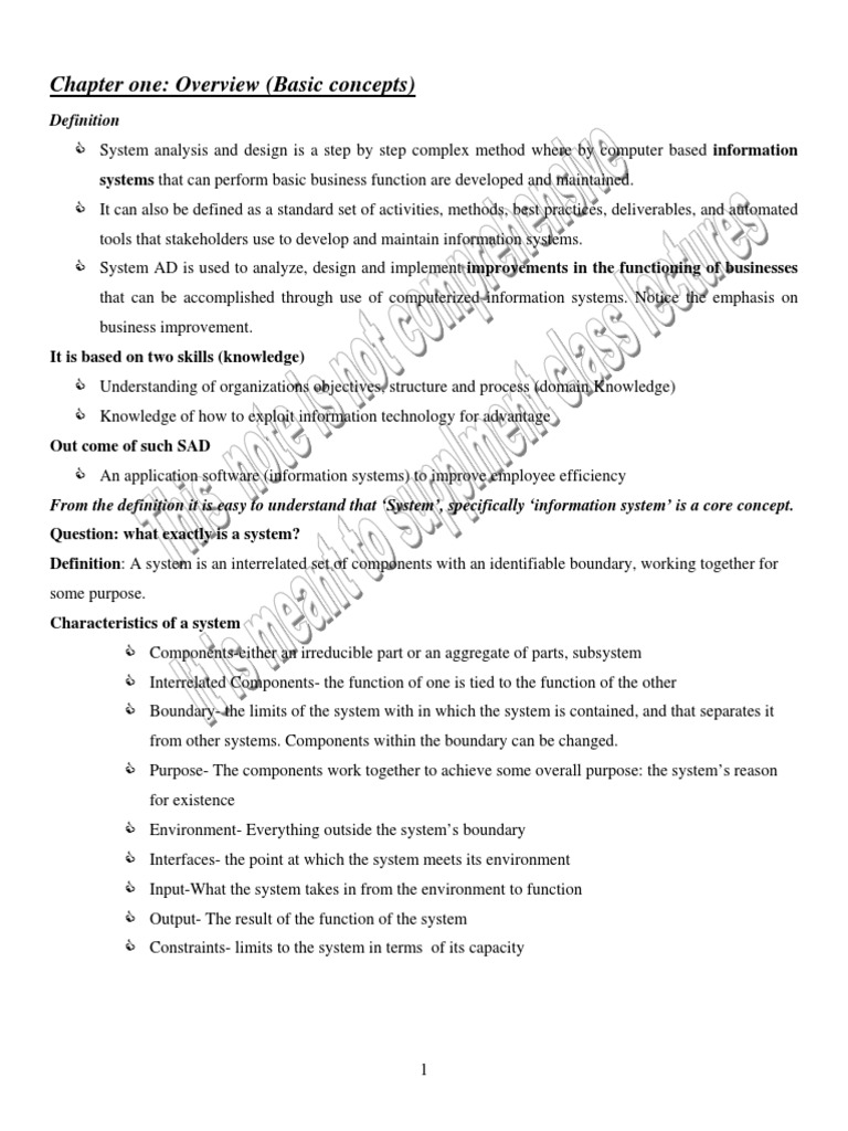 SAD LectureNote Chapter 1 | Download Free PDF | Software Prototyping | System