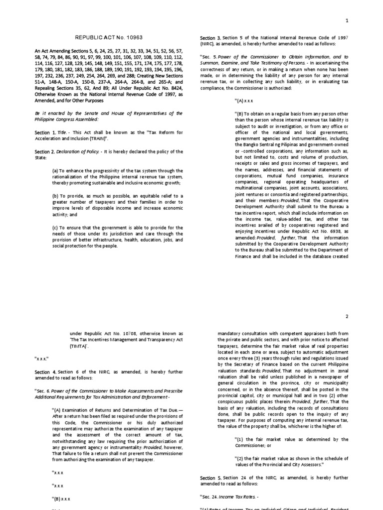 Republic Act No. 10963: Summon, Examine, and Take Testimony of Persons ...