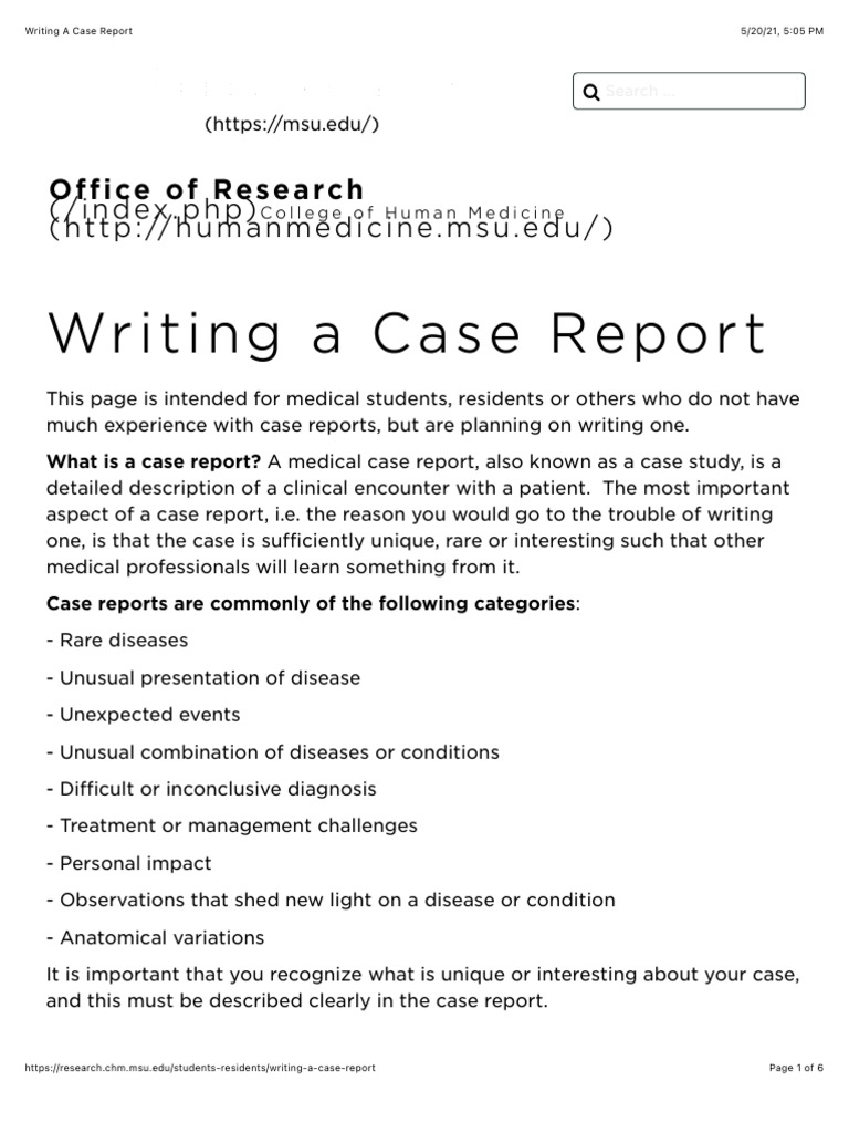 Writing A Case Report | PDF | Case Report | Institutional Review Board
