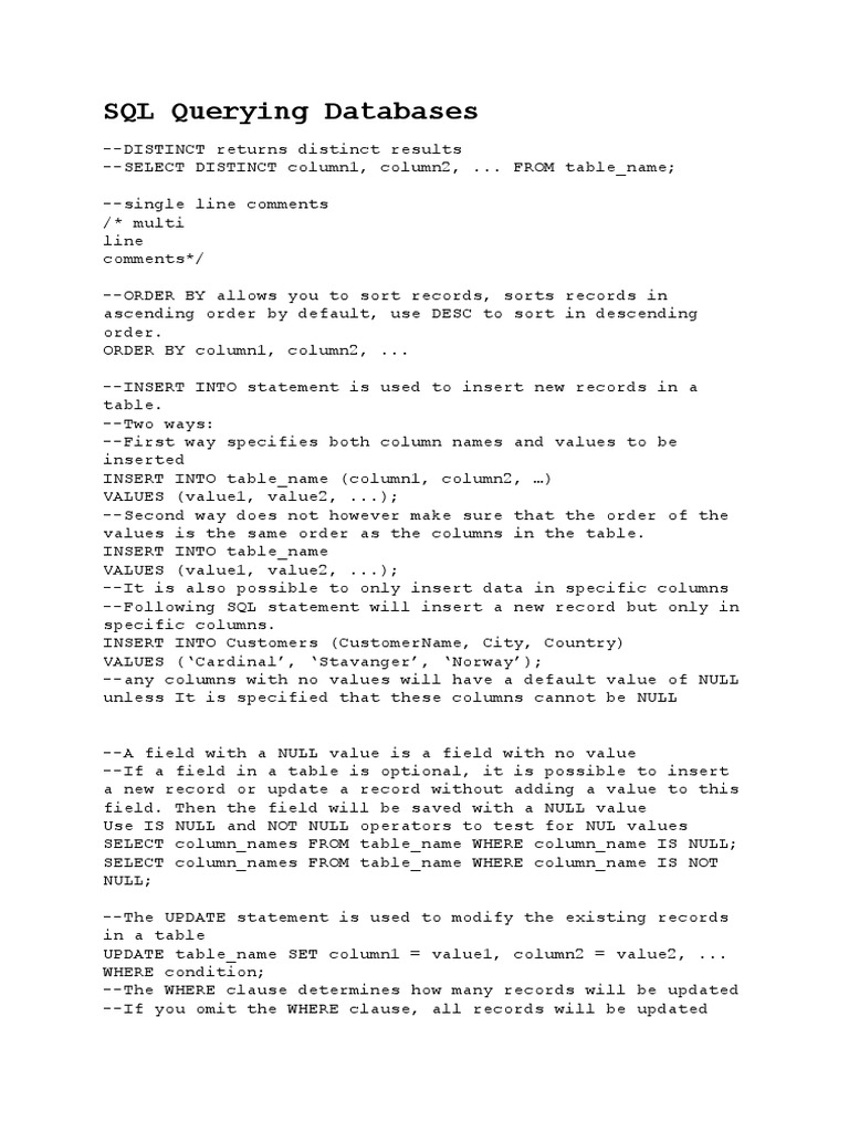 W3s Sql Pdf Table Database Sql 2107