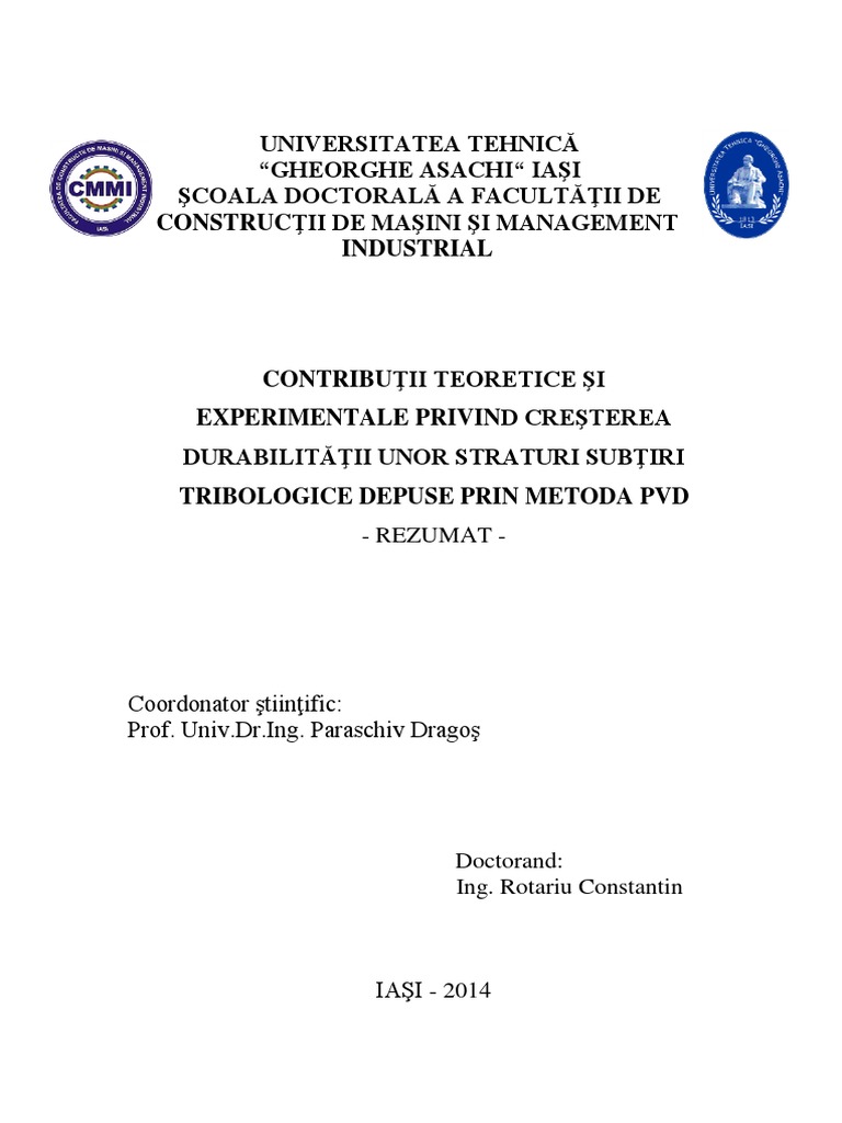 Rezumat Teza C Rotariu | PDF