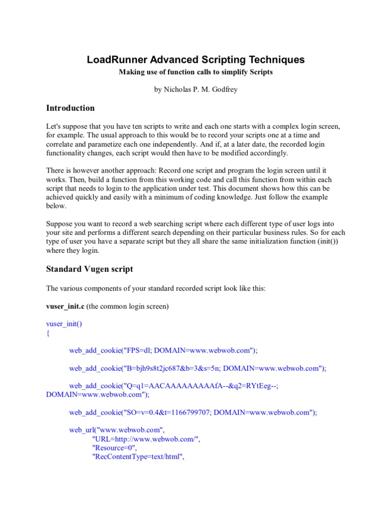 Load Runner Advanced Scripting Techniques | PDF | Computers