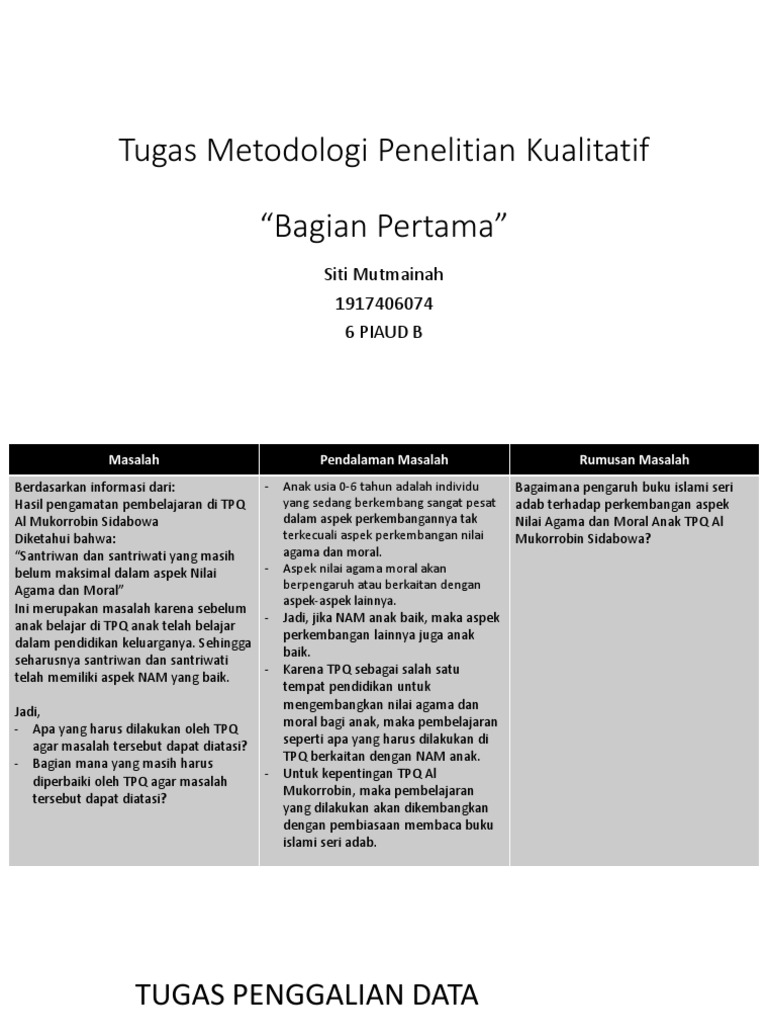 Tugas Akhir Metopen Kualitatif Pendidikan | PDF